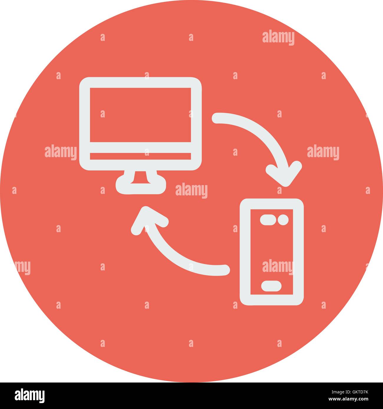 Computer, mobile device and network connection thin line icon Stock ...