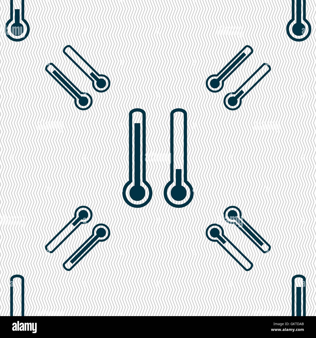 thermometer temperature icon sign. Seamless pattern with geometric ...
