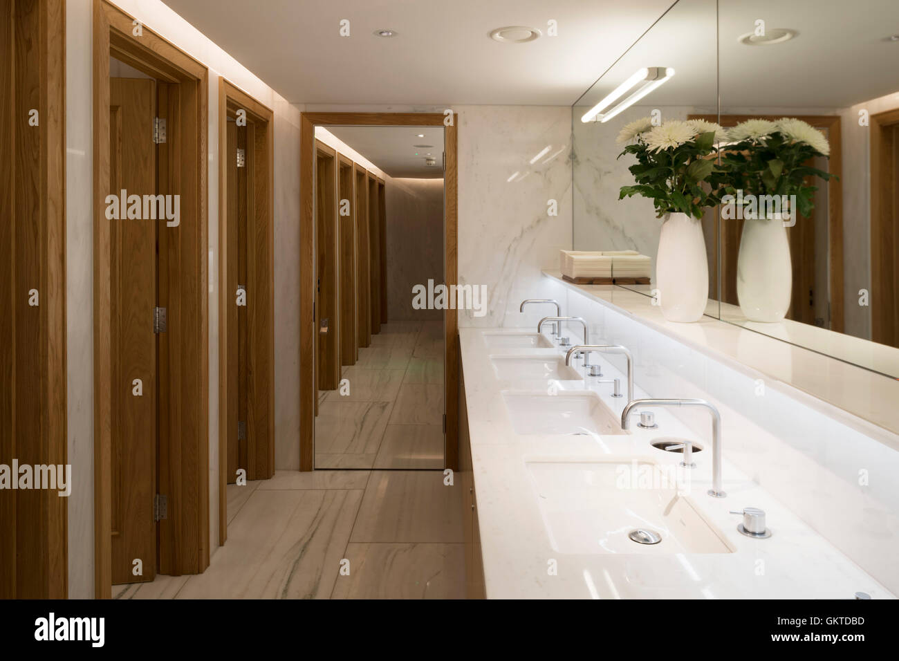 Interior view of WCs. Milos, London, United Kingdom. Architect: Alain ...