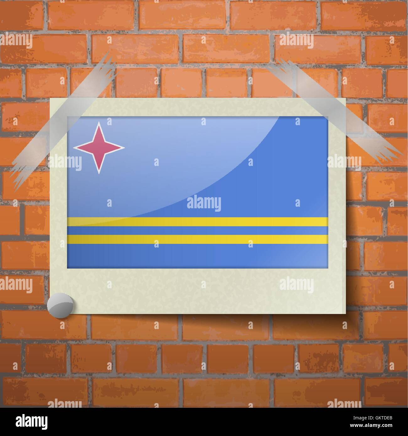 Flags Aruba scotch taped to a red brick wall Stock Vector Image & Art ...