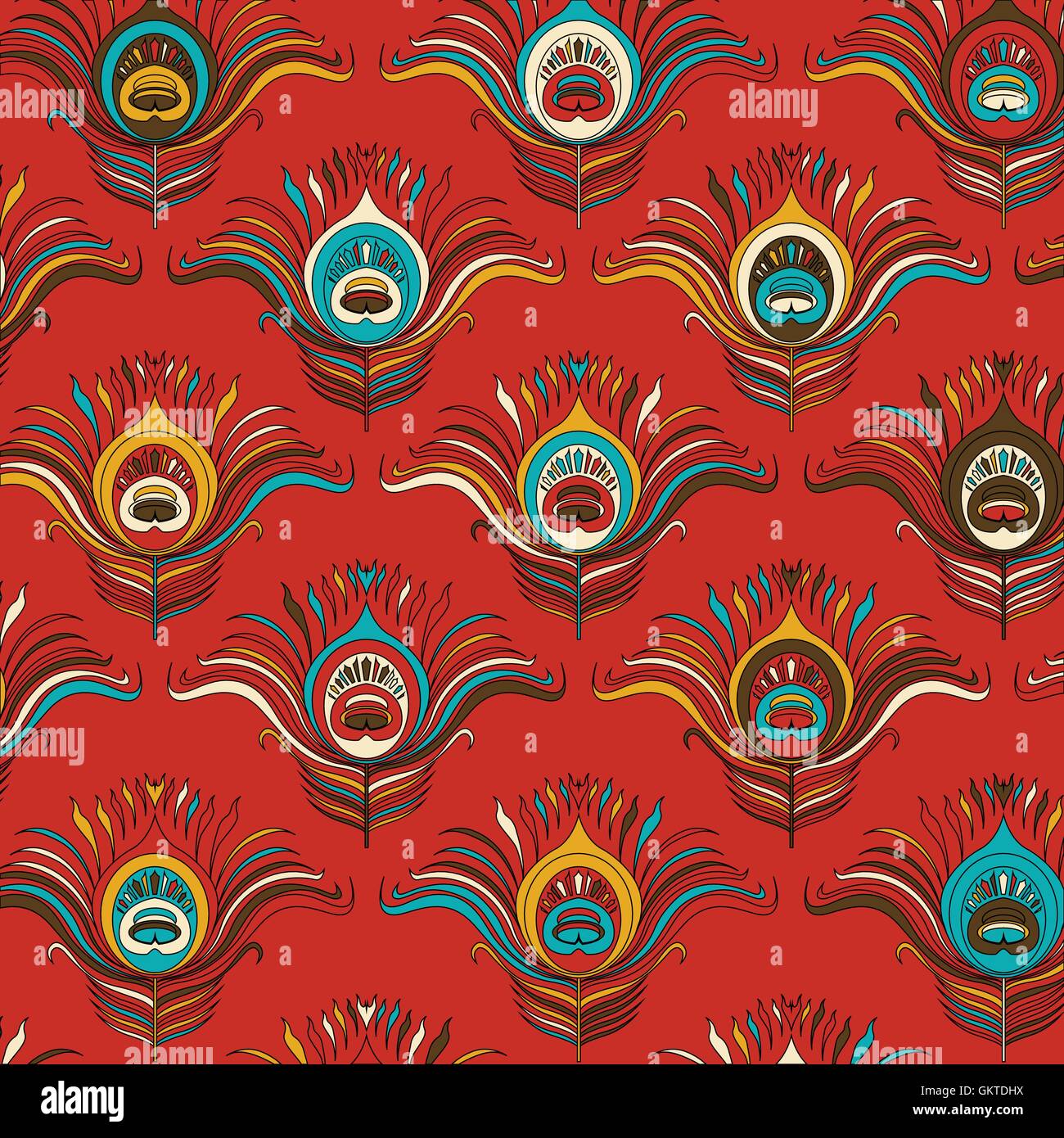 Peacock Feather In Red Background Stock Vector Image And Art Alamy