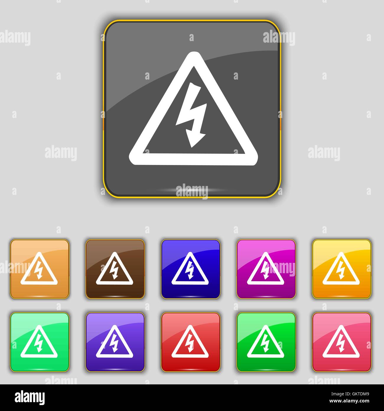 voltage icon sign. Set with eleven colored buttons for your site ...