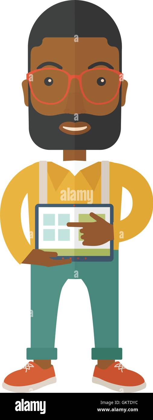 Black Man holding a screen tablet Stock Vector Image & Art - Alamy