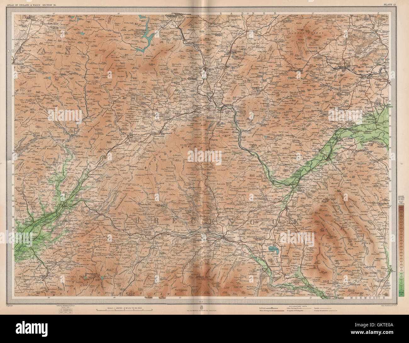 BRECKNOCKSHIRE. Brecon Beacons Hay-on-Wye Usk Llandovery Black Mtns ...