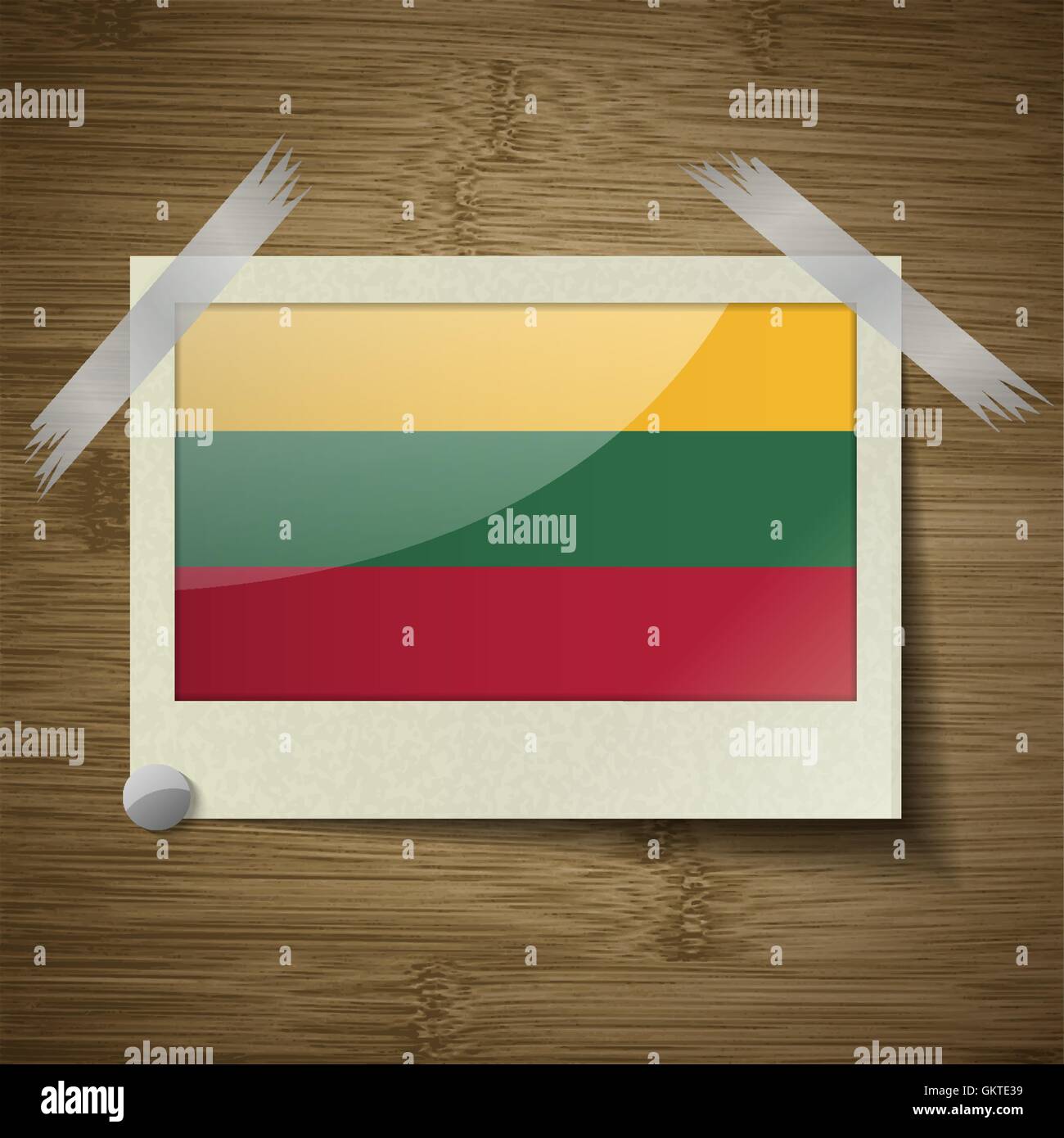 Flags Lithuania at frame on wooden texture. Vector Stock Vector Image ...