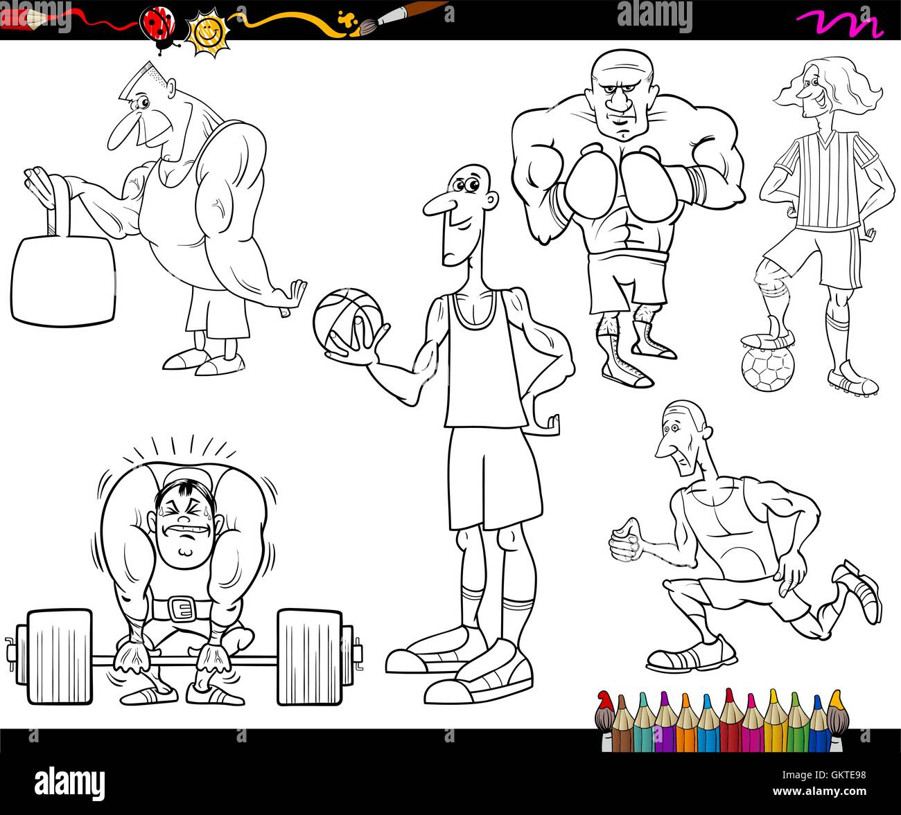 sportsmen cartoon coloring page Stock Vector Image & Art - Alamy