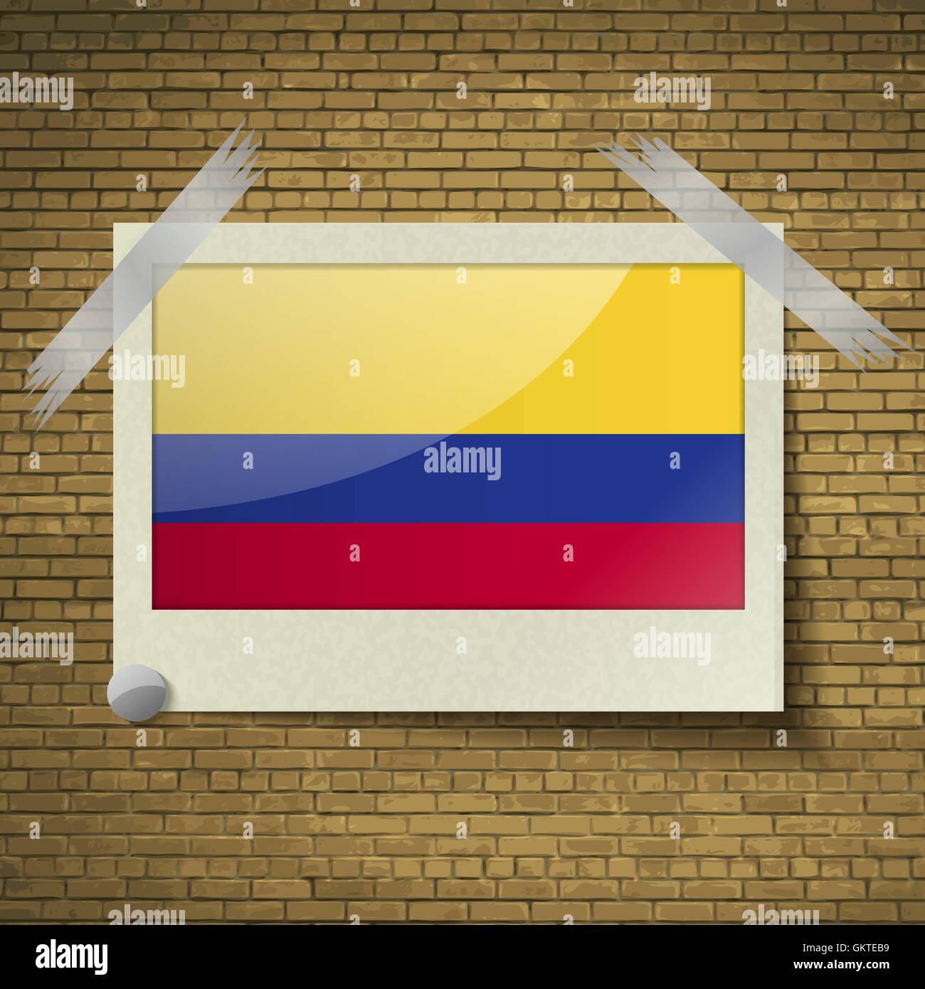 Flags Colombia at frame on a brick background. Vector Stock Vector ...