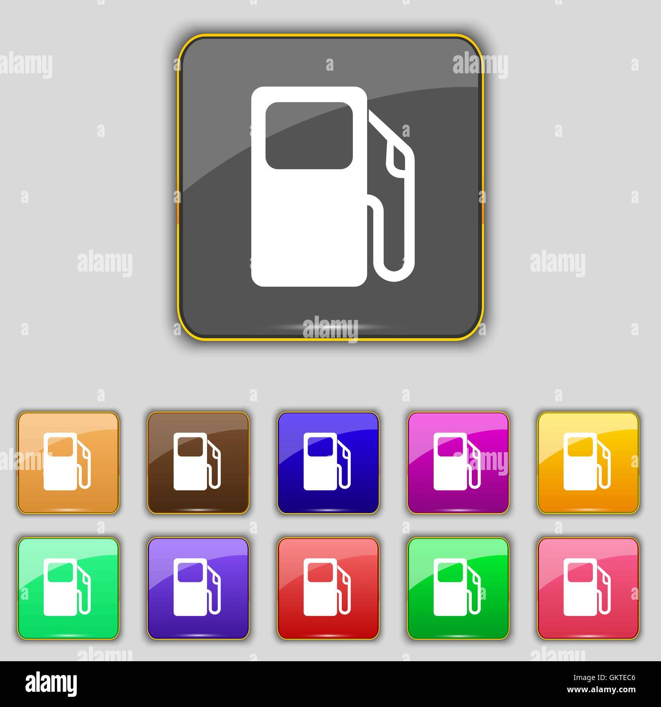 Auto gas station icon sign. Set with eleven colored buttons for your ...