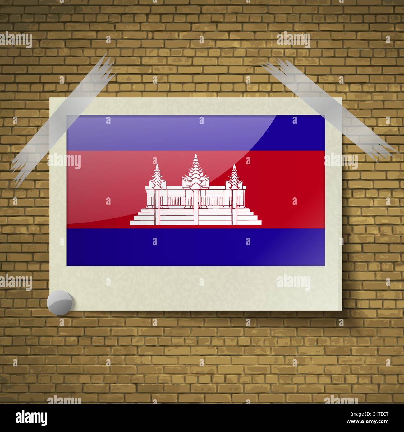 Flags Cambodia at frame on a brick background. Vector Stock Vector ...