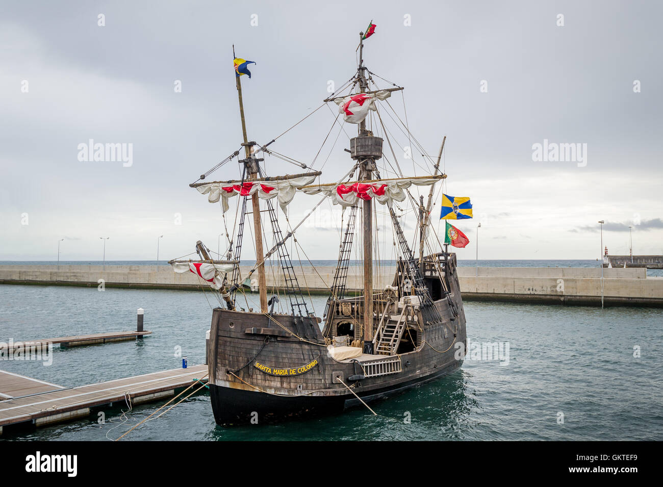 Santa Maria de Colombo historical ship replica, Madeira island Stock ...