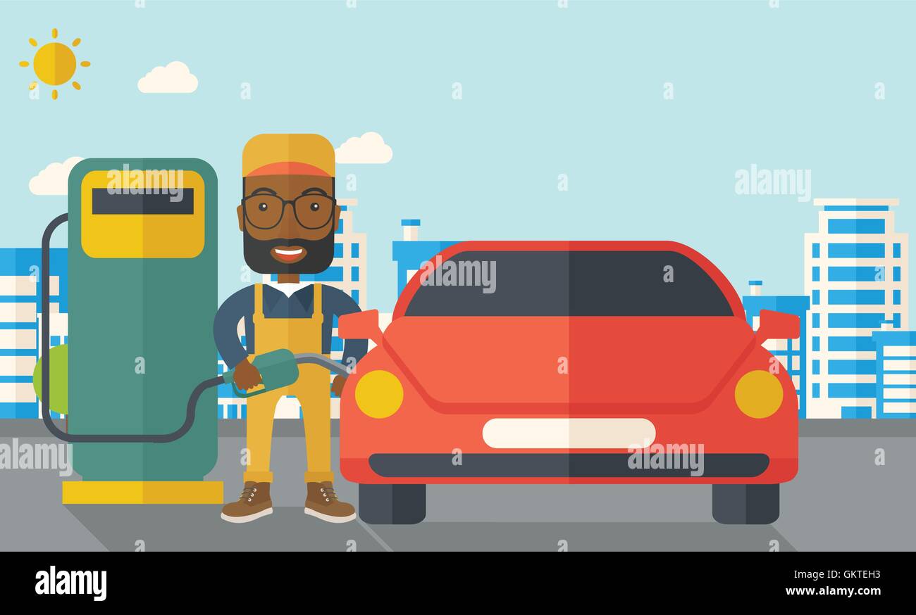 Cartoon man gas station pump hi-res stock photography and images - Alamy