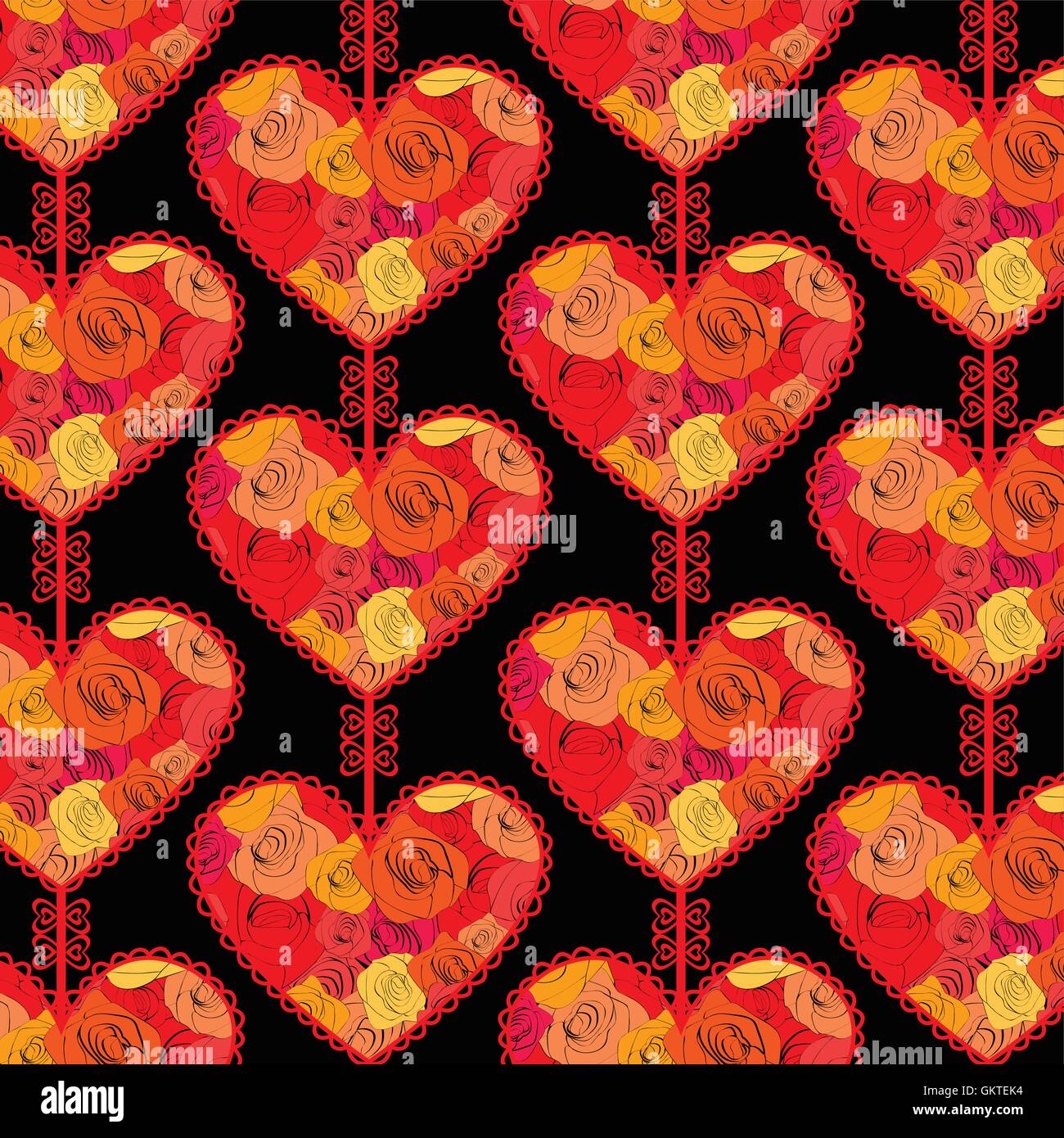 Continuous pattern hand heart Stock Vector Images - Alamy