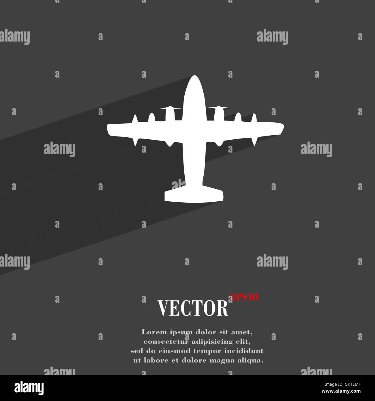 aircraft icon symbol Flat modern web design with long shadow and space ...