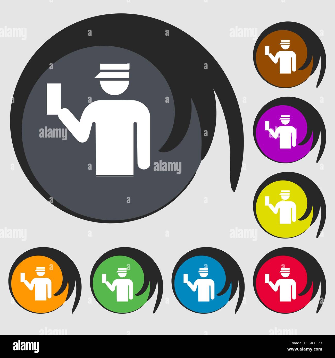 Inspector icon sign. Symbol on eight colored buttons. Vector Stock ...