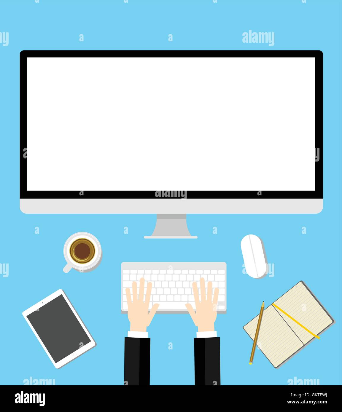 Home office work tablet Stock Vector Images - Alamy