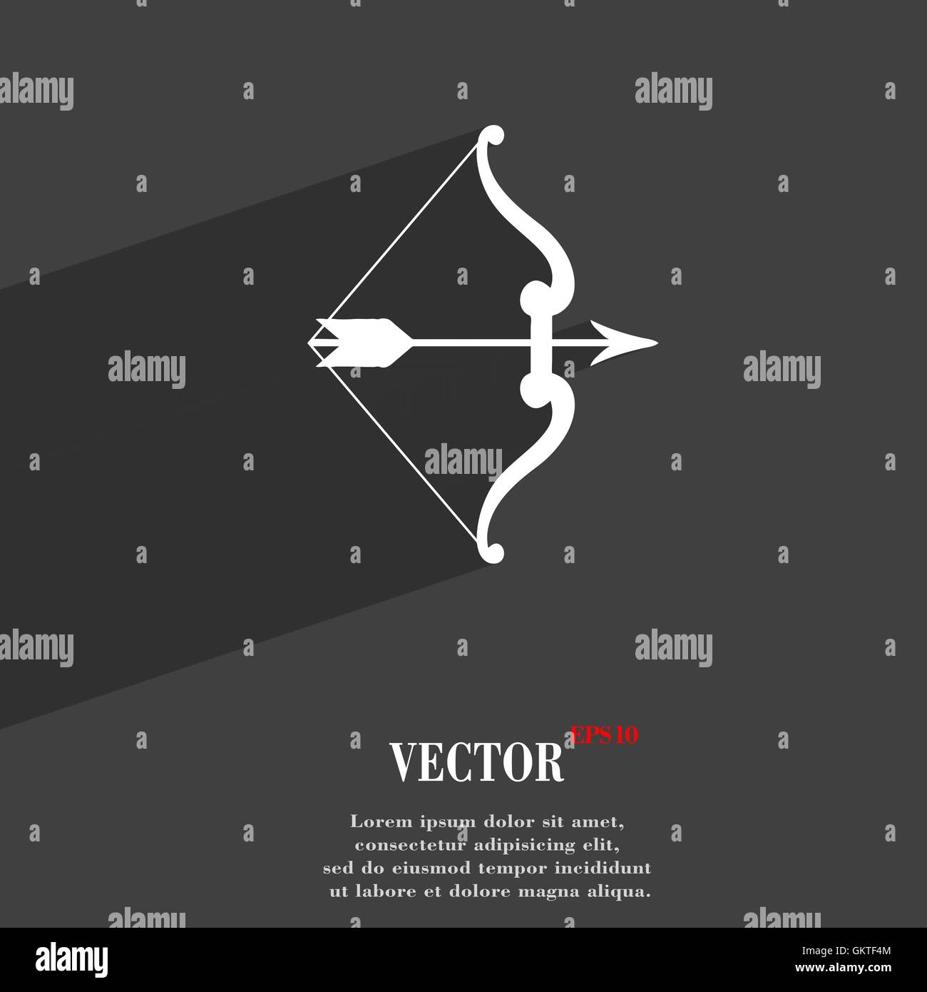 bow and arrow icon symbol Flat modern web design with long shadow and ...