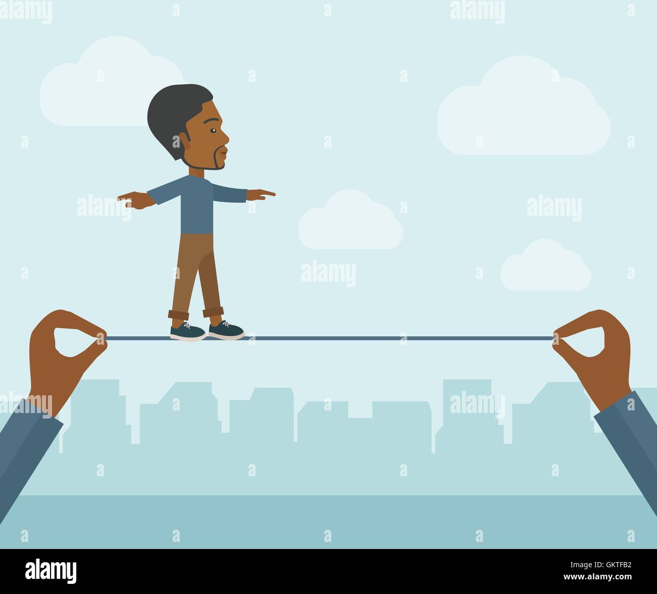 Black Businessman walking on wire Stock Vector Image & Art - Alamy