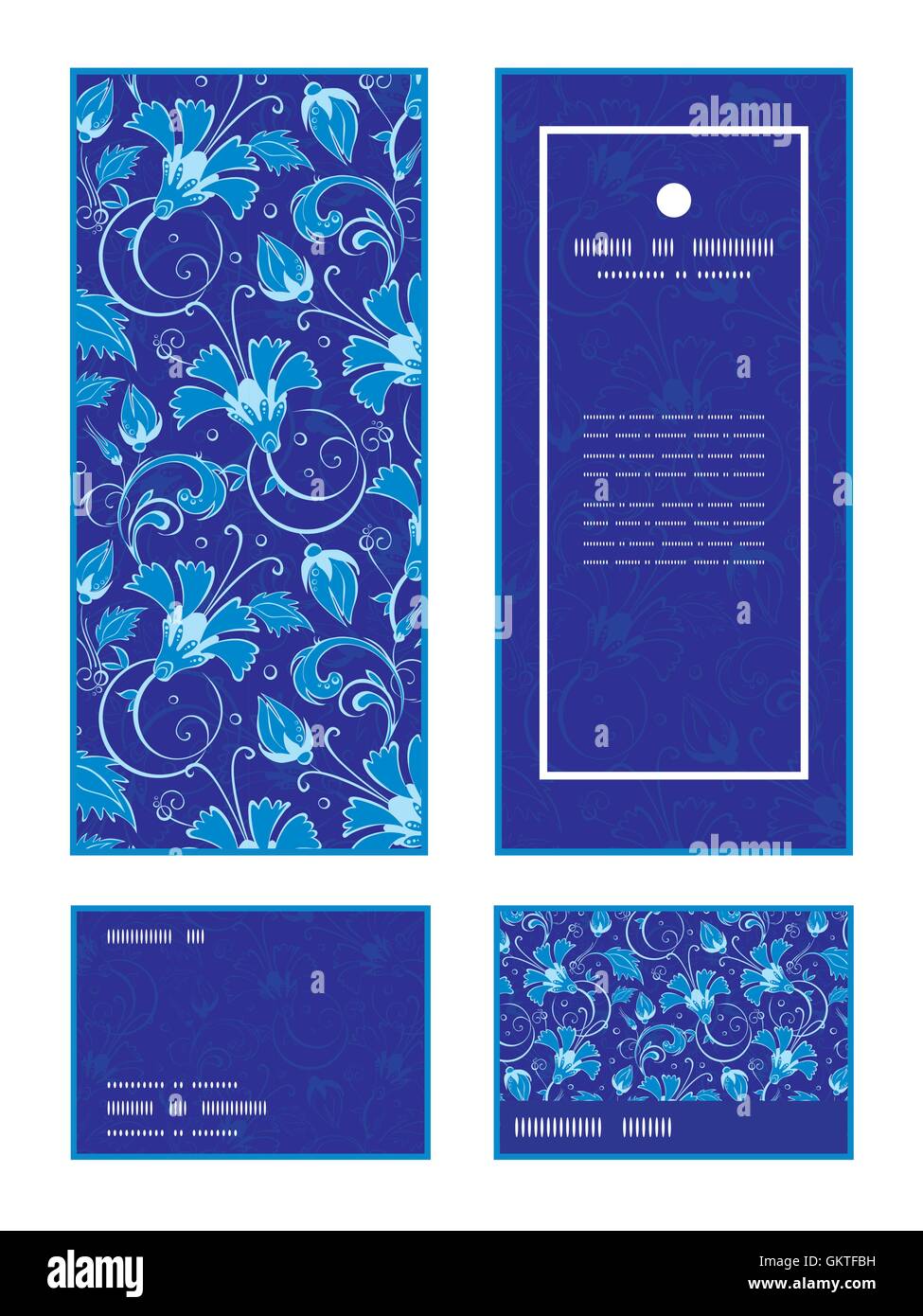 Vector dark blue turkish floral vertical frame pattern invitatio Stock ...