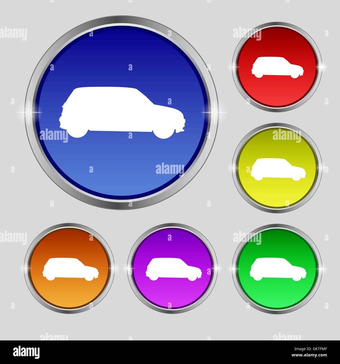 Jeep icon sign. Round symbol on bright colourful buttons. Vector Stock ...