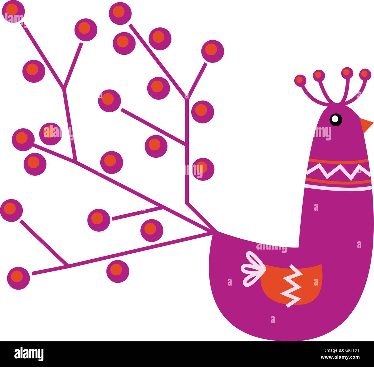 Beautiful pink Peacock character isolated on white Stock Vector Image ...