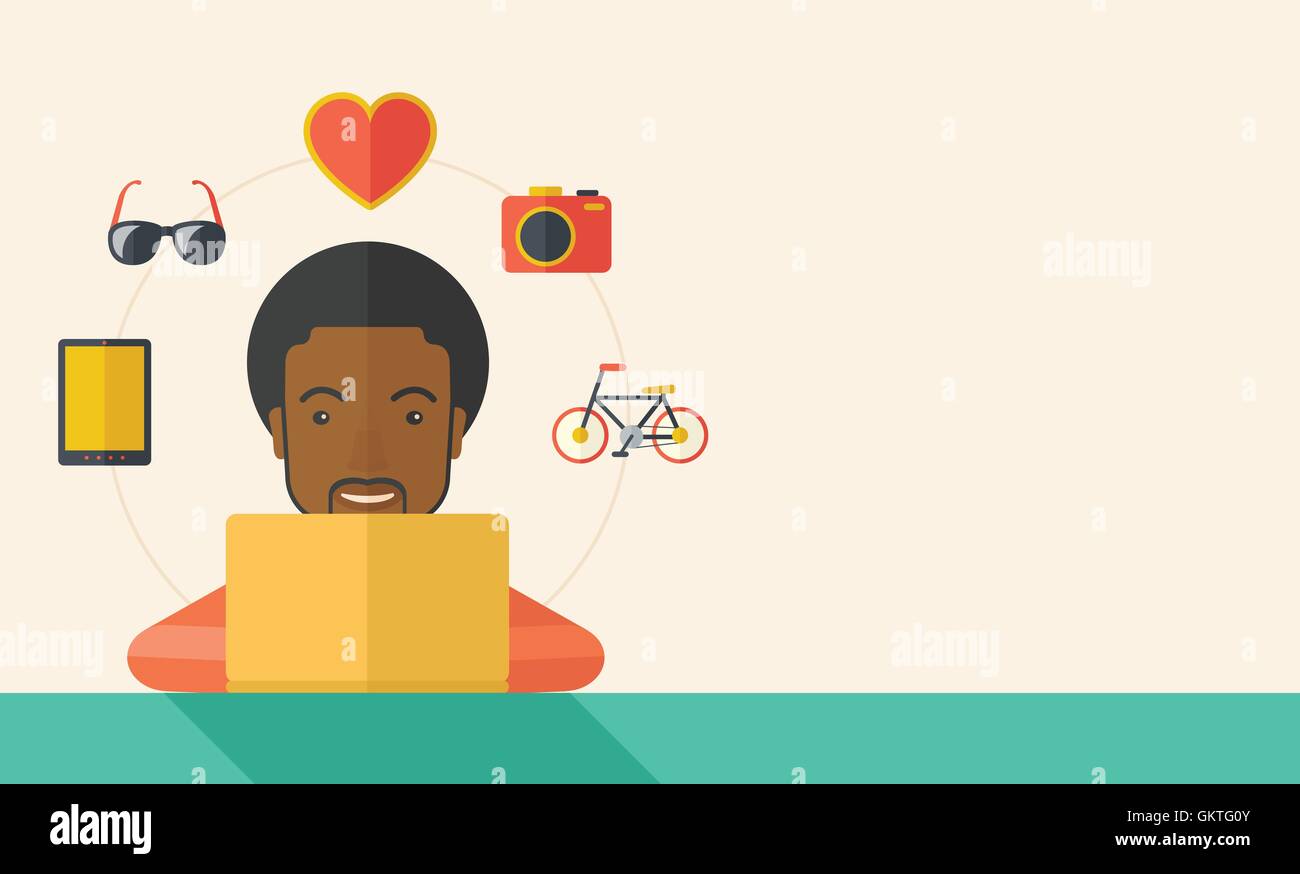 Mobile shopping happy black Stock Vector Images - Alamy