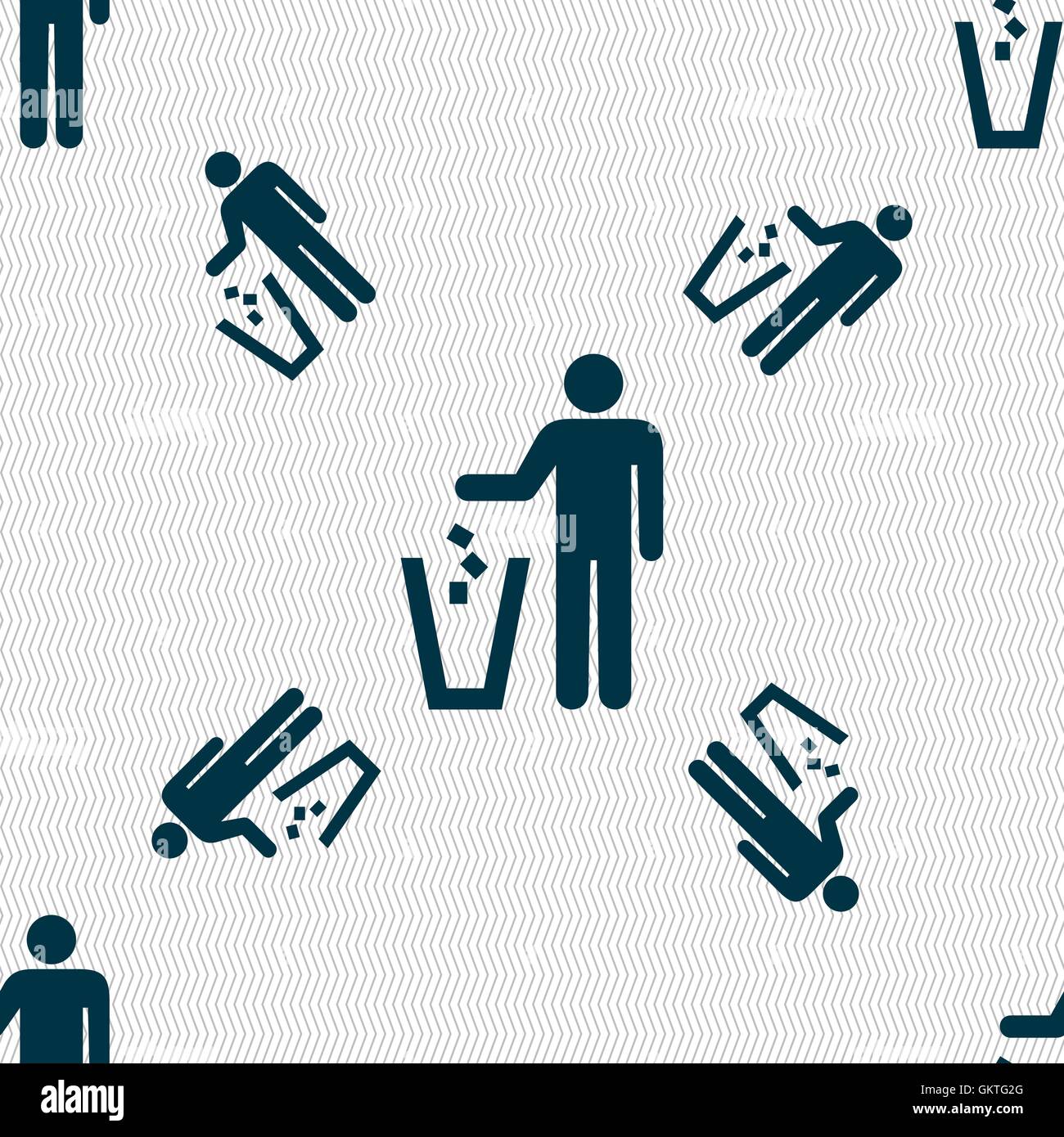 throw away the trash icon sign. Seamless pattern with geometric texture ...