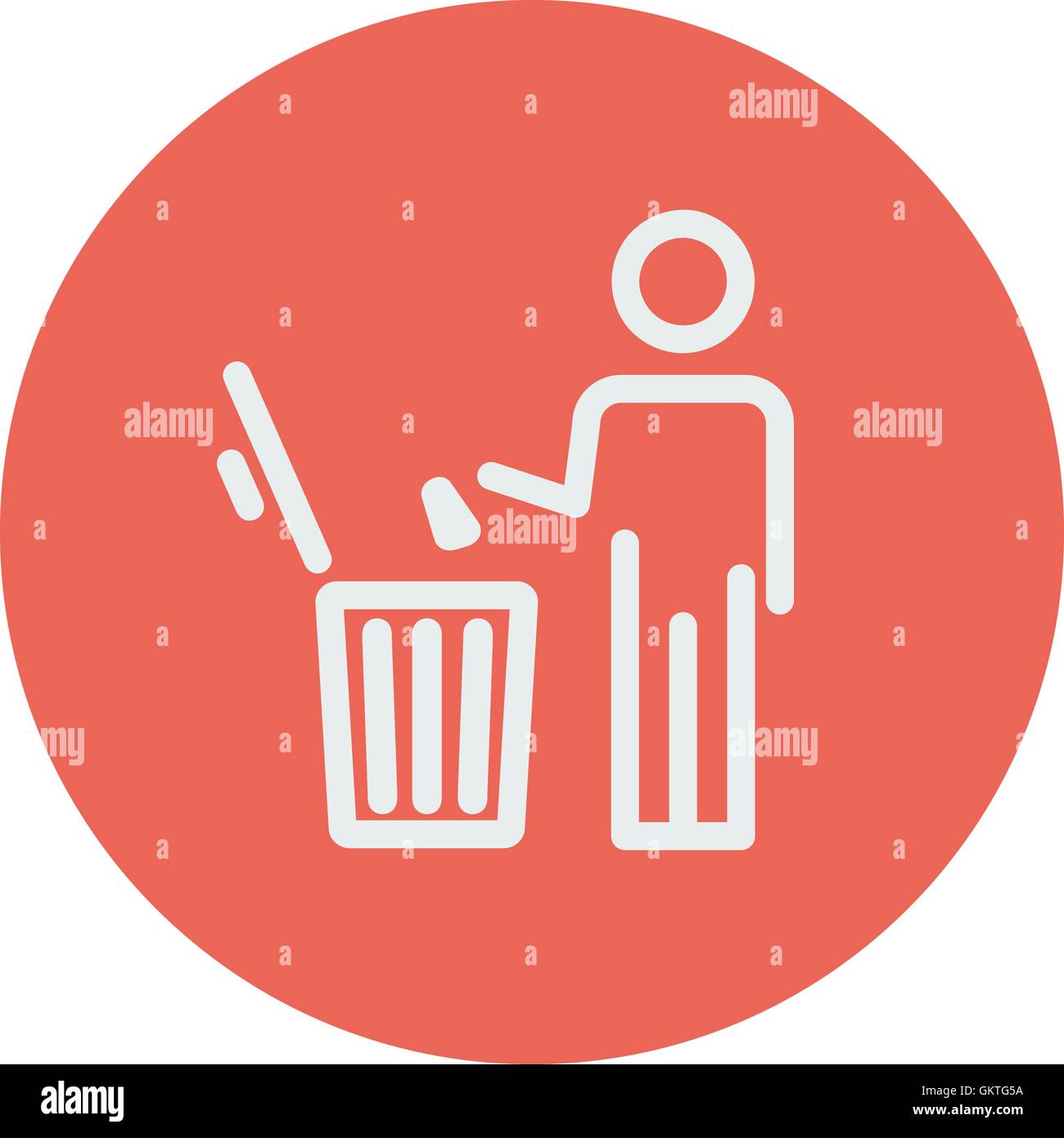 Man throwing garbage in a bin thin line icon Stock Vector Image & Art - Alamy