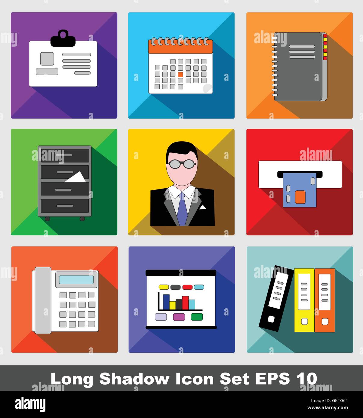 Office icon web long shadow hi-res stock photography and images - Alamy