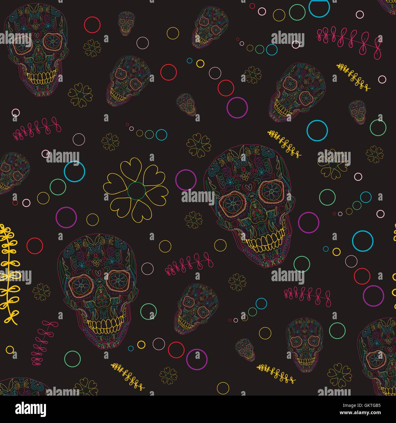 Pattern with sugar skulls. Vector version Stock Vector Image & Art - Alamy
