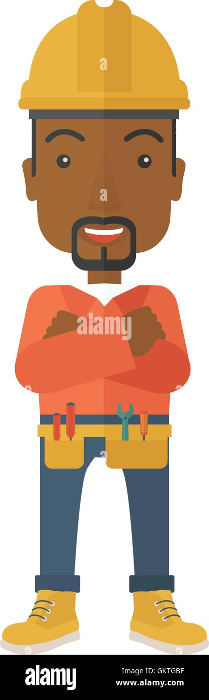 Builder standing hard hat Stock Vector Images - Alamy