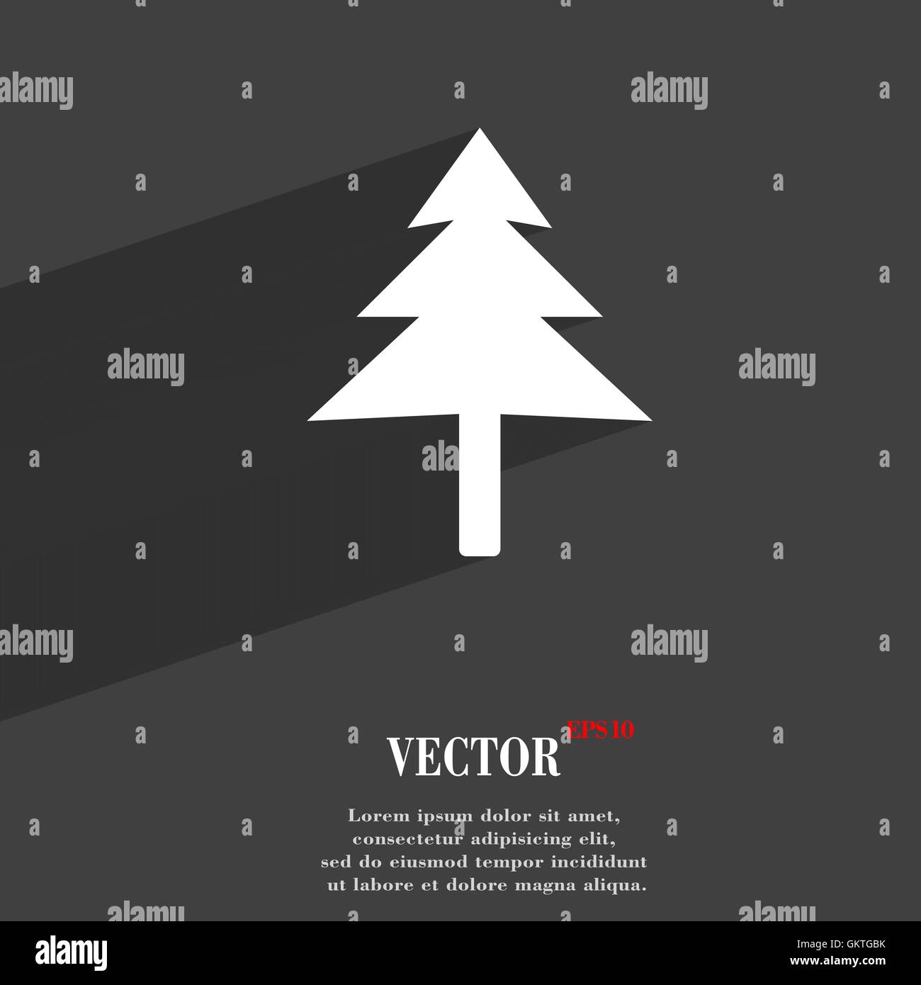 Christmas tree icon symbol Flat modern web design with long shadow and ...