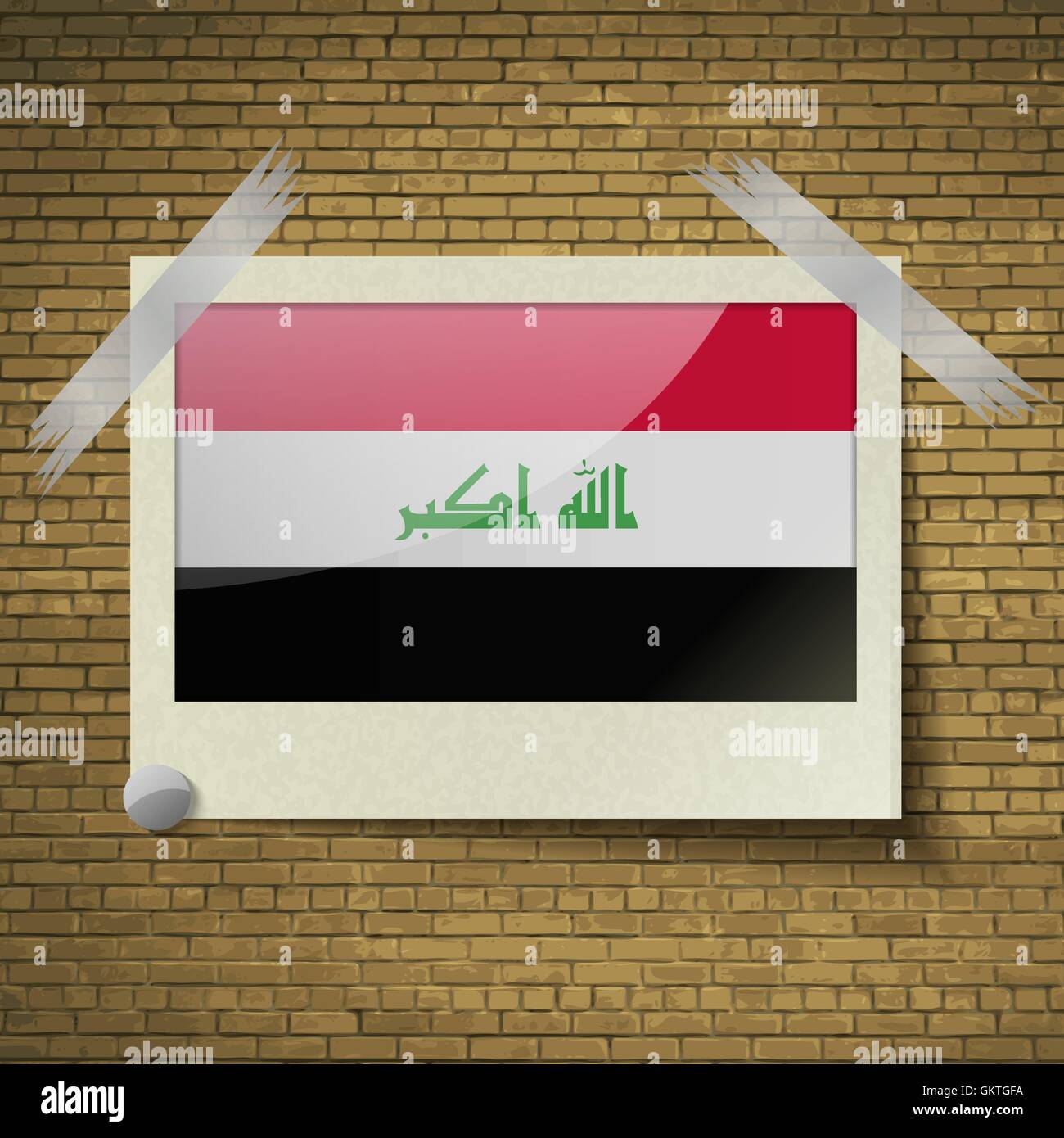 Flags Iraq at frame on a brick background. Vector Stock Vector Image ...