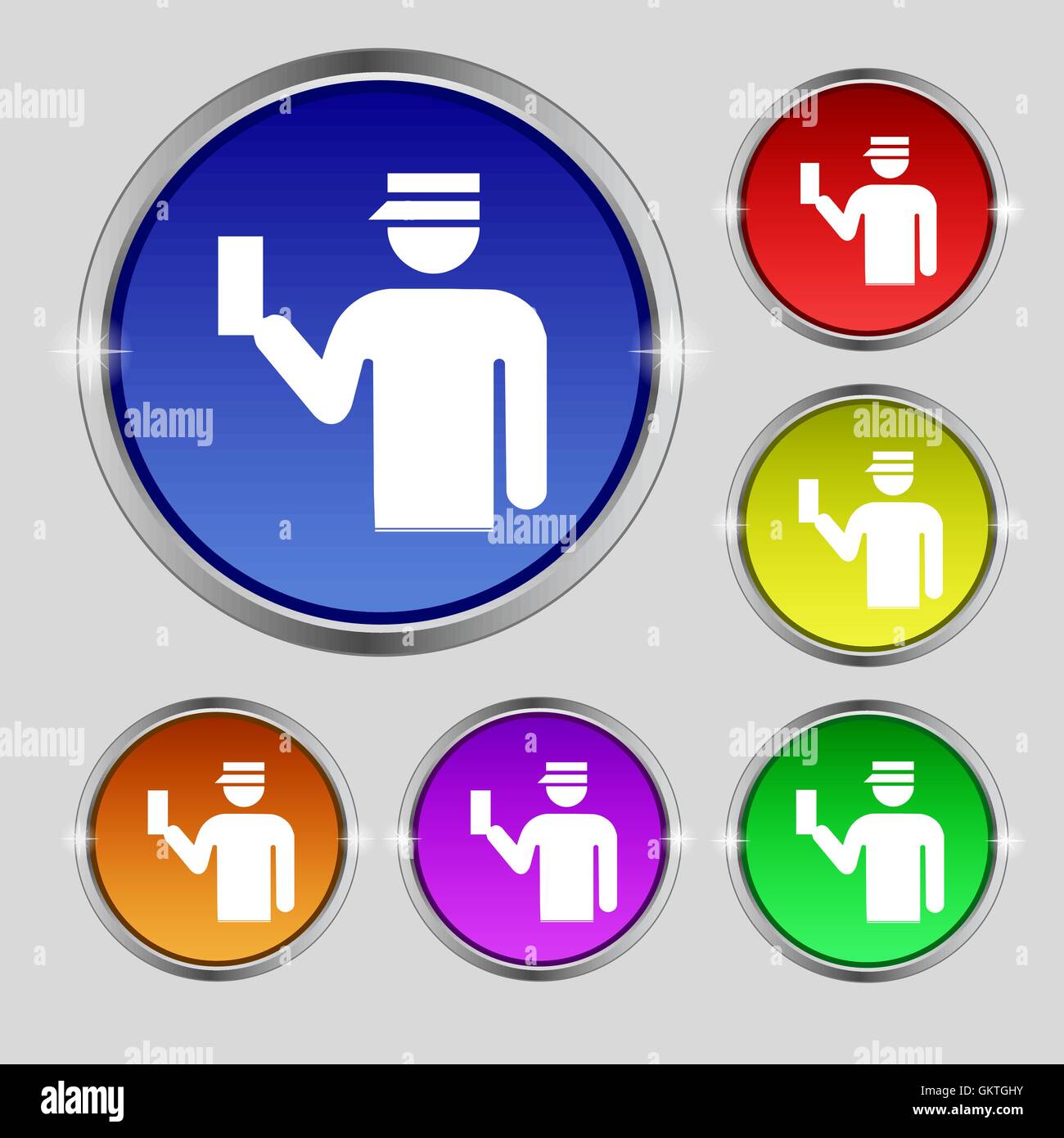 Inspector icon sign. Round symbol on bright colourful buttons. Vector ...