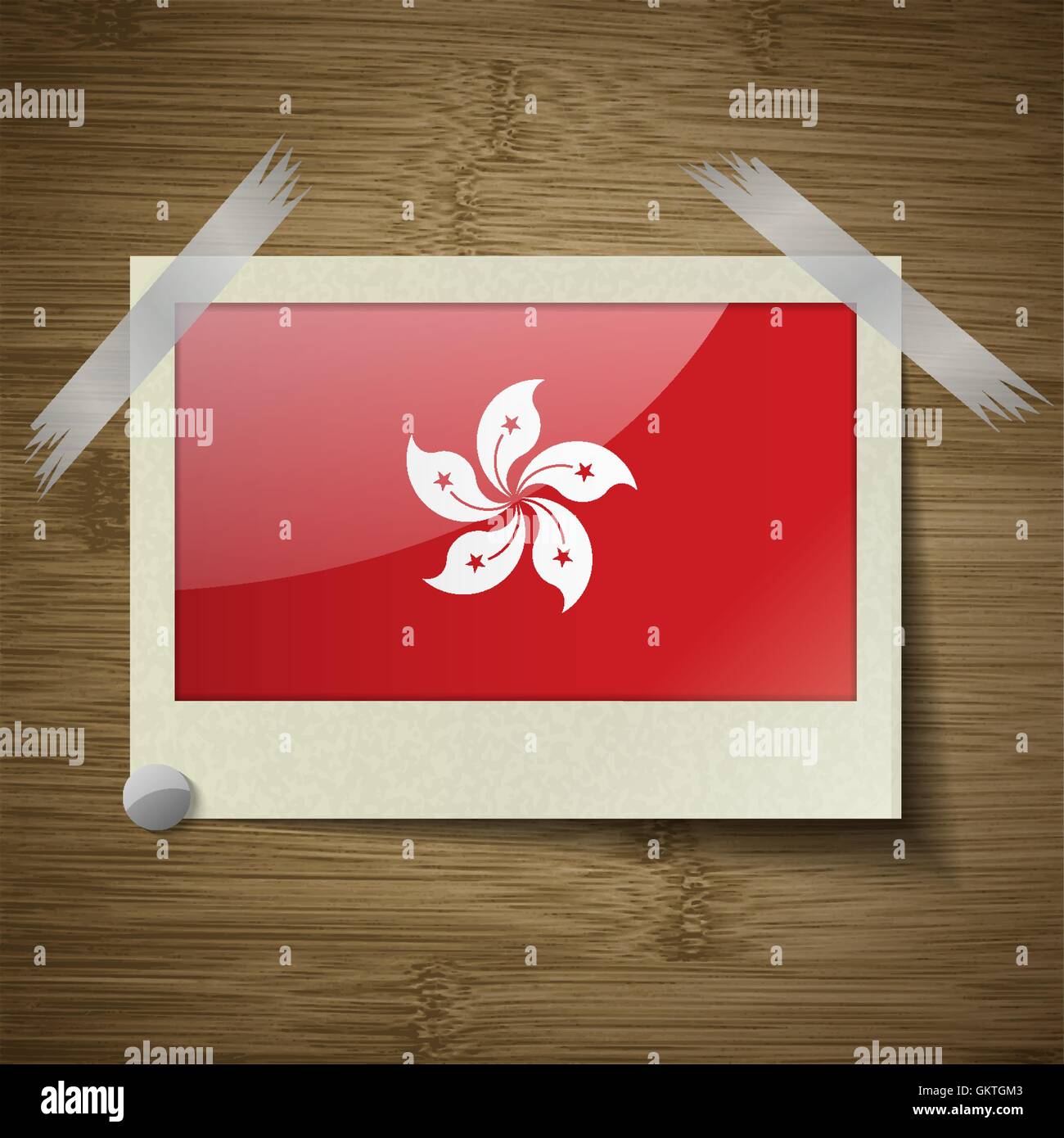 Flags Hong Kong at frame on wooden texture. Vector Stock Vector Image ...