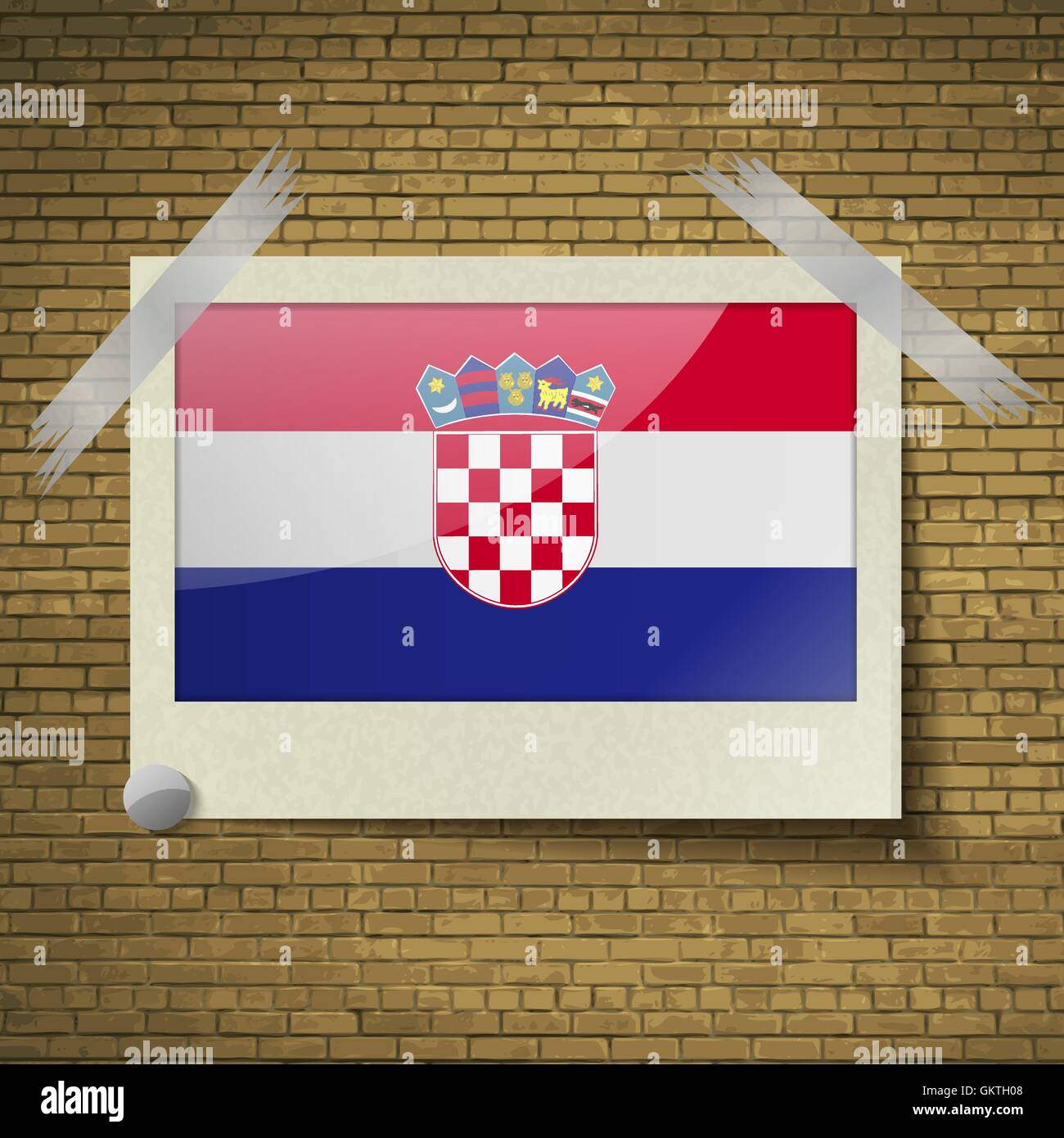 Flags Croatia at frame on a brick background. Vector Stock Vector Image ...