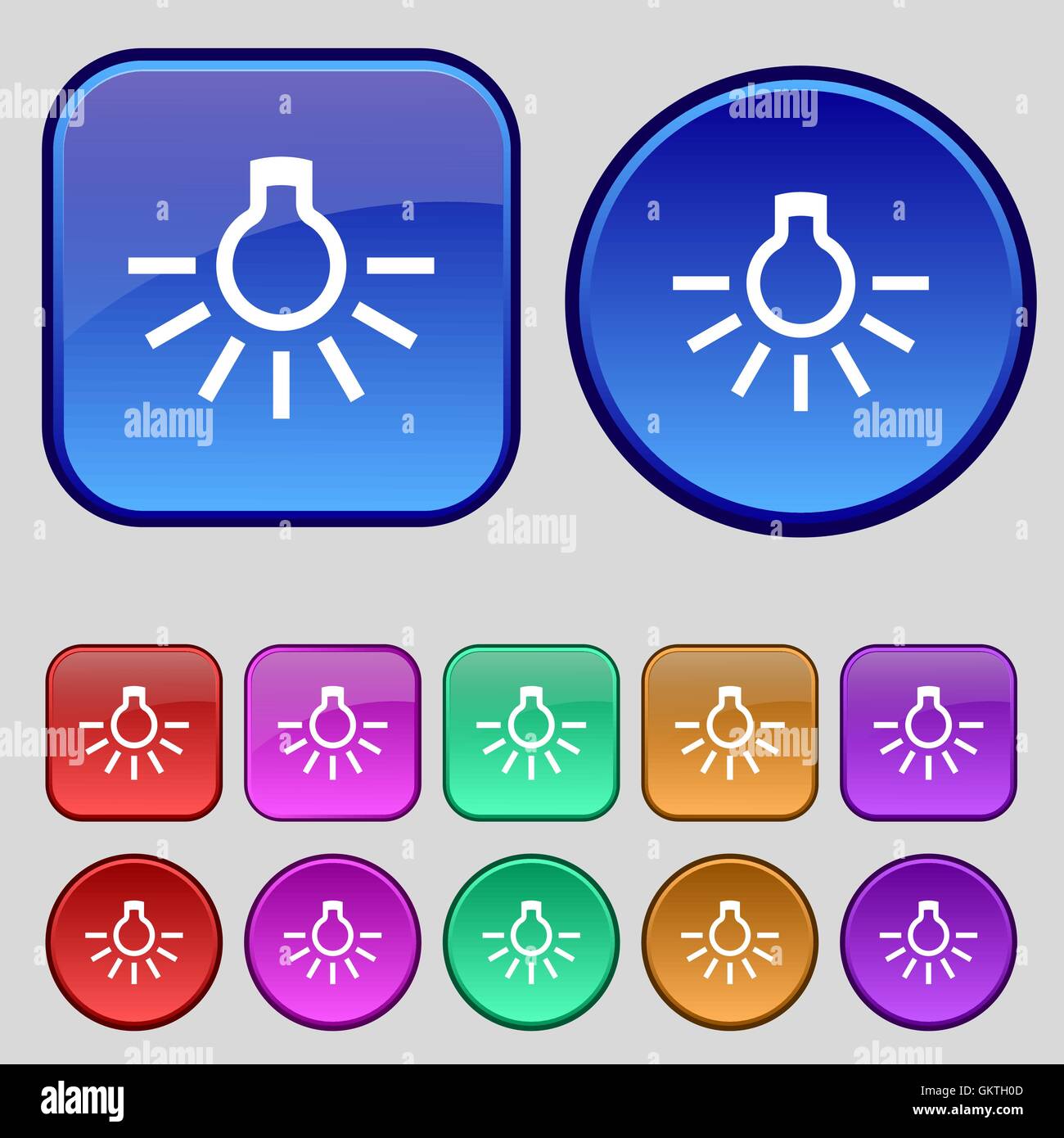 light bulb icon sign. A set of twelve vintage buttons for your design ...