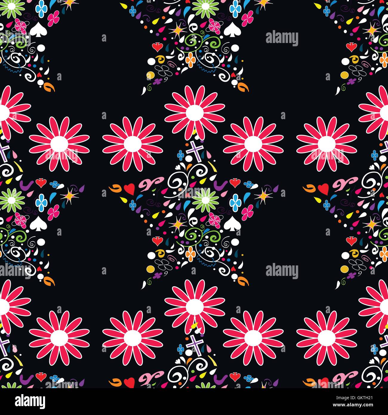 Vector collection of decorative stars with seamless pattern Stock ...