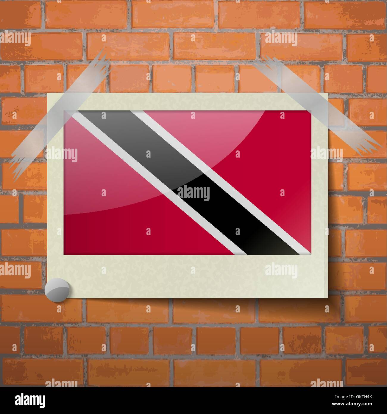 Flags Trinidad and Toba scotch taped to a red brick wall Stock Vector ...