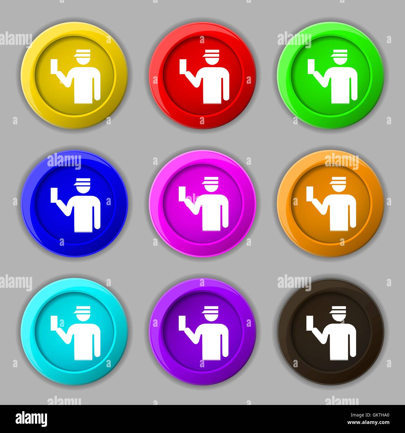 Inspector icon sign. symbol on nine round colourful buttons. Vector ...