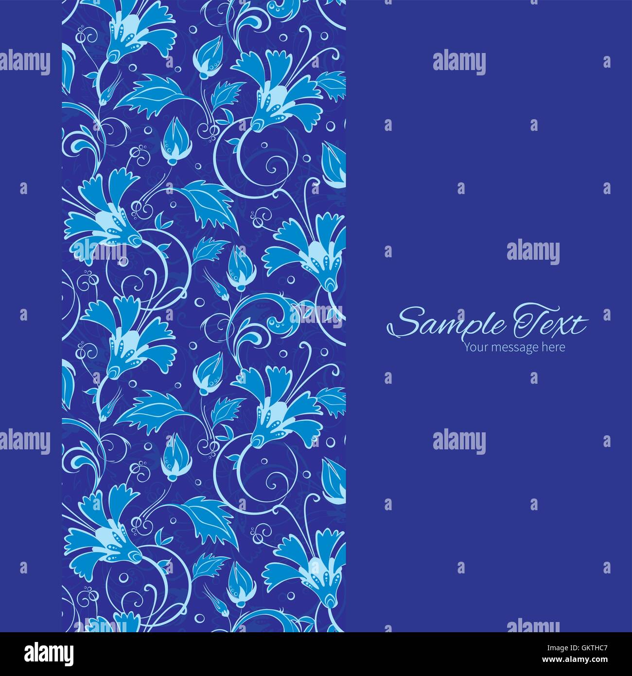 Vector dark blue turkish floral vertical frame seamless pattern Stock ...
