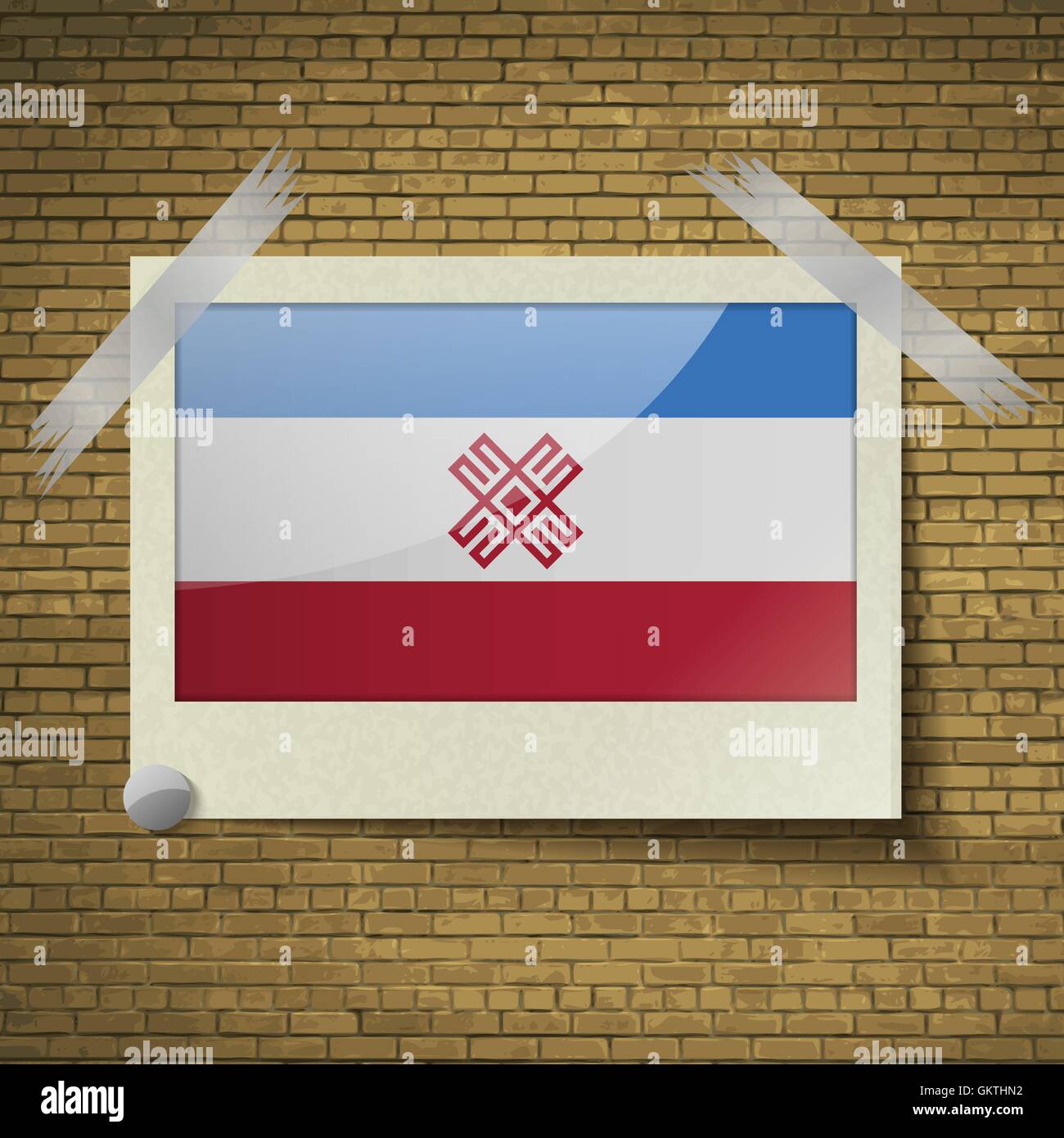 Flags Mari El at frame on a brick background. Vector Stock Vector Image ...