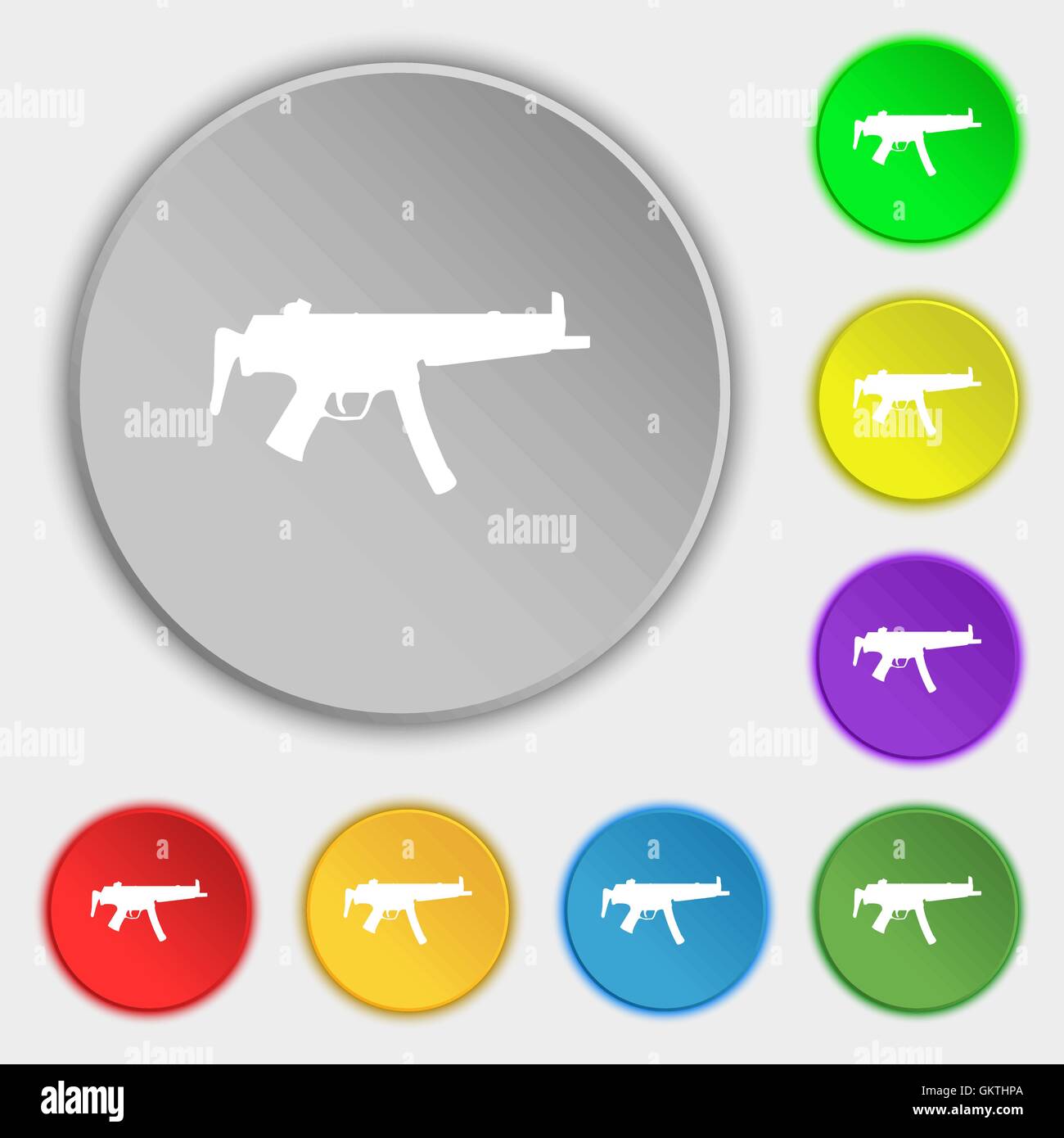 machine gun icon sign. Symbol on five flat buttons. Vector Stock Vector ...