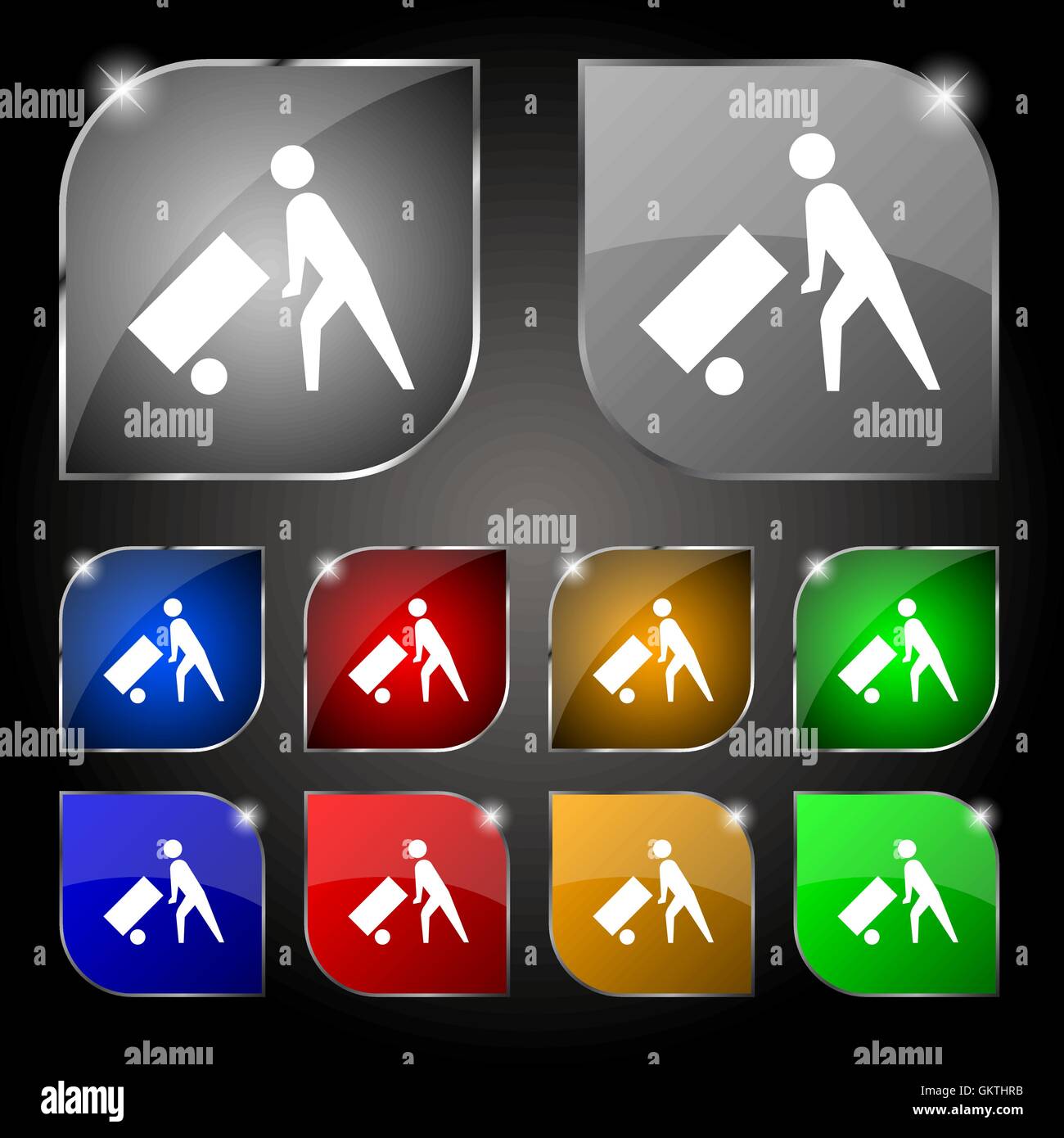 Loader icon sign. Set of ten colorful buttons with glare. Vector Stock ...