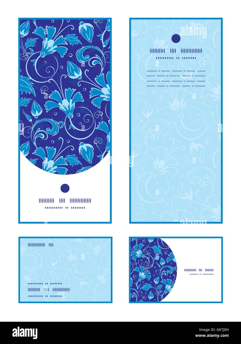 Vector dark blue turkish floral vertical frame pattern invitatio Stock ...