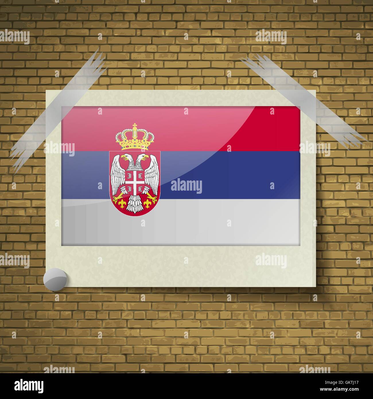 Flags Serbiaat frame on a brick background. Vector Stock Vector Image ...