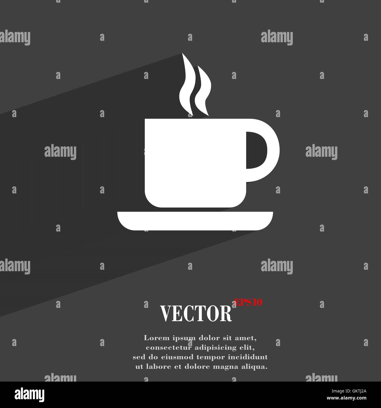 coffee icon symbol Flat modern web design with long shadow and space ...