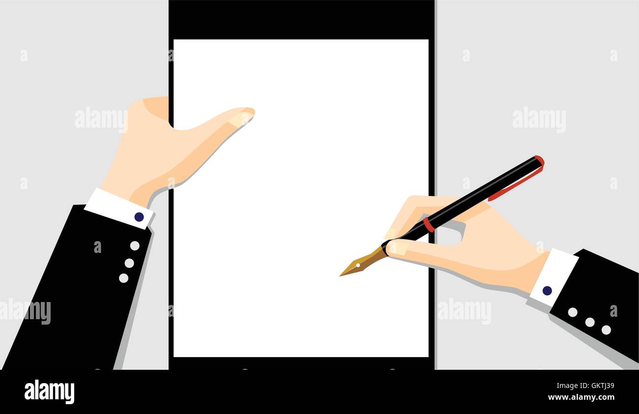 notepad and pencil in hand Stock Vector Image & Art - Alamy