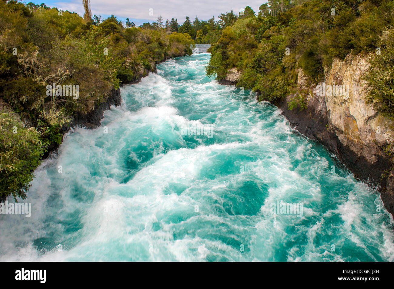The Huka Falls are a set of waterfalls on the Waikato River that drains ...