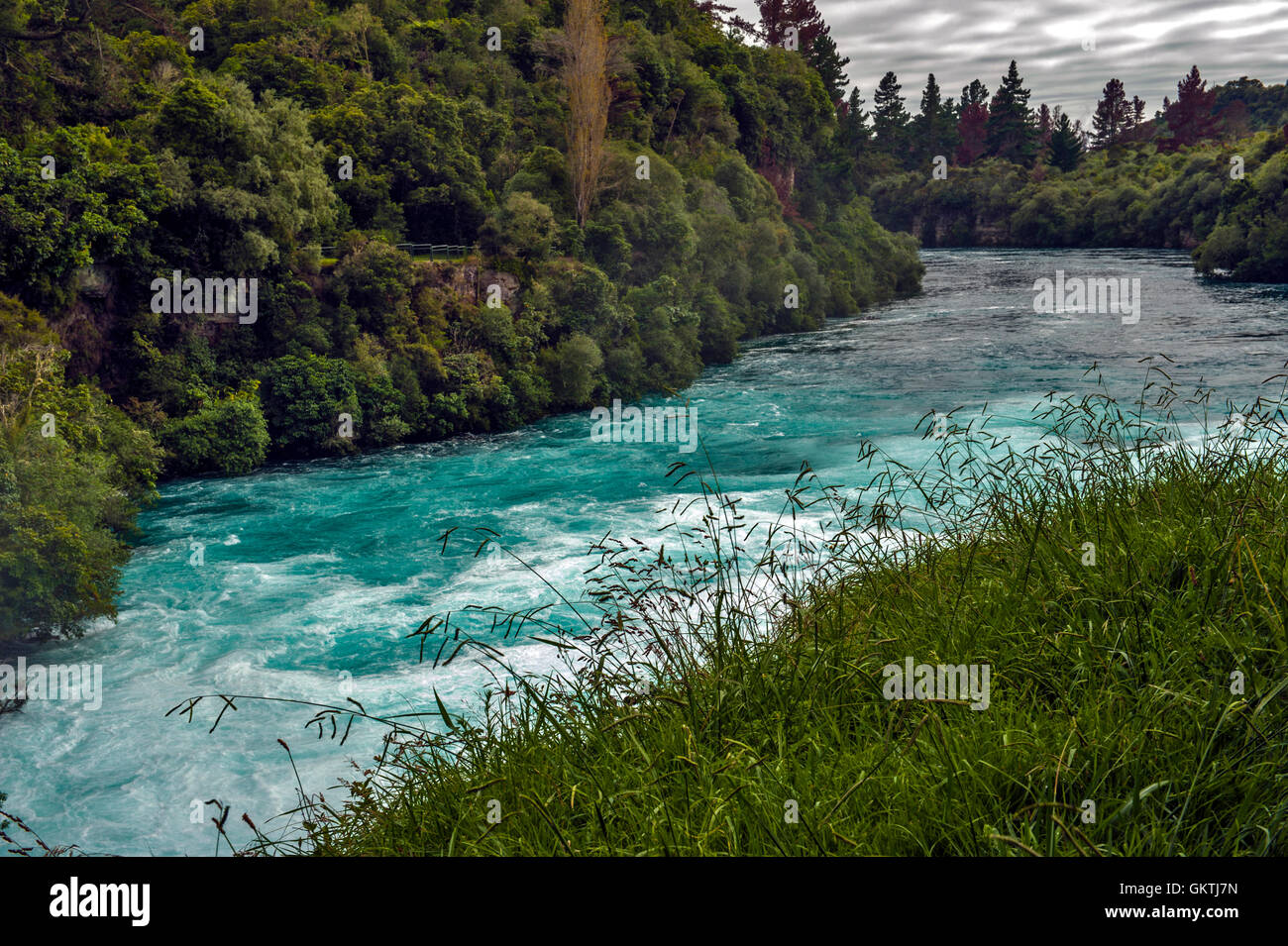 The Huka Falls are a set of waterfalls on the Waikato River that drains ...