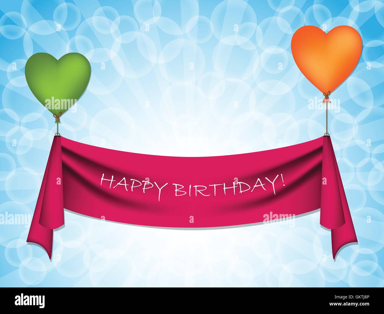 Happy birthday ribbon on heart balloons Stock Vector Image & Art - Alamy